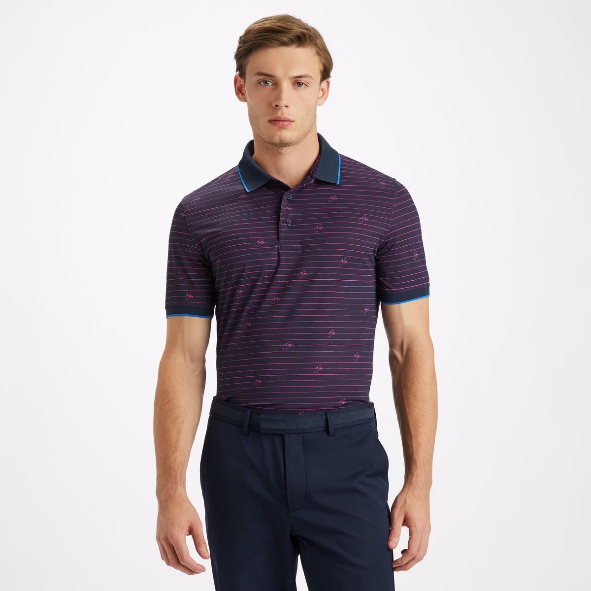 G/FORE SCRIPT STRIPE RIB COLLAR TECH PIQUÉ POLOPOLO衫